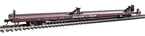 Walthers - 89' Channel Side Flatcar - Ready to Run - Trailer-Train #150021 (1960s Brown, 40 ...