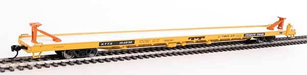 Walthers - 89' Channel Side Flatcar - Ready to Run - Trailer-Train KTTX #154838 (yellow, black ...
