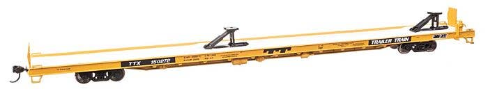 Walthers - 89' Channel Side Flatcar - Ready to Run - Trailer-Train #150272 (yellow, black; 40 ...