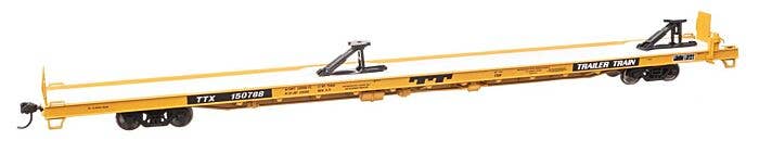 Walthers - 89' Channel Side Flatcar - Ready to Run - Trailer-Train #150788 (yellow, black; 40 ...