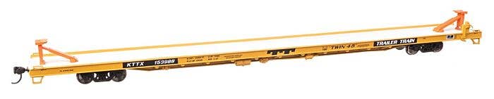 Walthers - 89' Channel Side Flatcar - Ready to Run - Trailer-Train KTTX #153988 (yellow, black ...