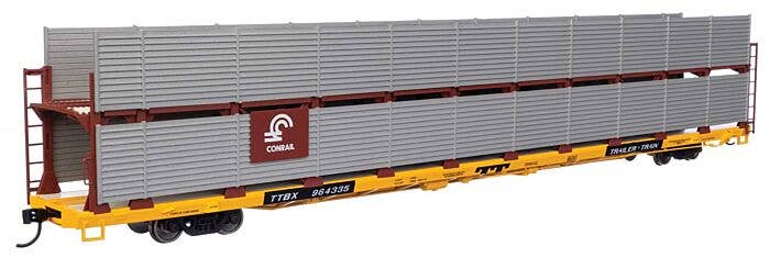 Walthers - 89' Flatcar w/Bi-Level Shielded Auto Rack - Ready to Run - Conrail Rack / Trailer ...