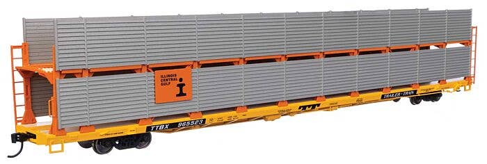Walthers - 89' Flatcar w/Bi-Level Shielded Auto Rack - Ready to Run ...