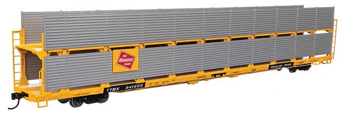Walthers - 89' Flatcar w/Bi-Level Shielded Auto Rack - Ready to Run ...