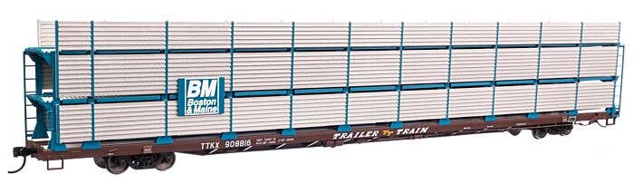 Walthers - 89' Flatcar w/Tri-Level Shielded Auto Rack - Ready to Run ...