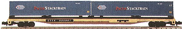 Con-Cor - 89' Flatcar w/Two 45' Trailers - Trailer Train (Older Logo) w ...