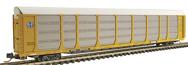 MicroTrain - 89' Tri-Level Auto Rack w/White Roof - Burlington Northern Santa Fe ETTX #908425 ...