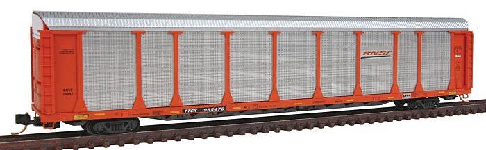 MicroTrain - 89' Tri-Level Enclosed Auto Rack - Ready to Run - BNSF Railway TTX #965476 (orange ...