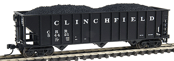 Atlas - 90-Ton 3-Bay Hopper w/Load - Clinchfield #54421 (black, white ...