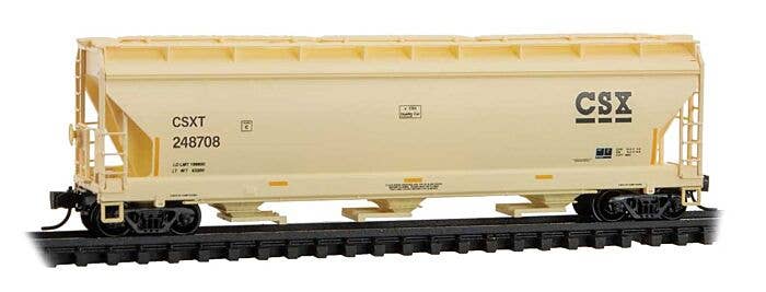 MicroTrain - ACF 3-Bay Center Flow Covered Hopper with Elongated Hatches - Ready to Run - CSX ...