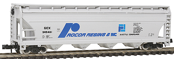 Model Pwr - ACF Center-Flow 4-Bay Covered Hopper - Racor (gray, blue ...