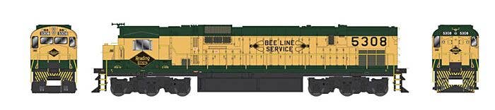 Bowser - Alco C630 w/Hi-Ad Trucks - LokSound & DCC - Executive Line - Reading #5308 (yellow ...