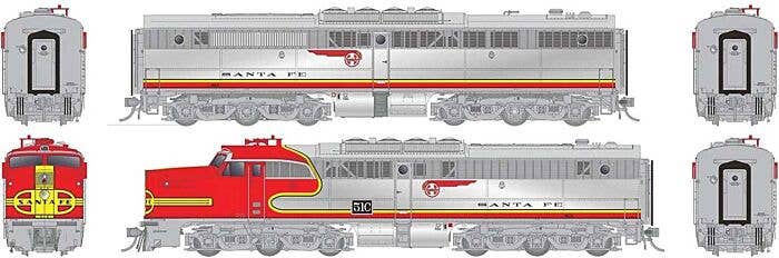 Rapido - Alco PA1 - PB1 Set - Standard DC - Santa Fe #51A, 51C (Repowered, Warbonnet, silver ...