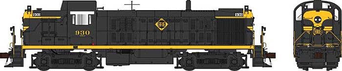 Bowser - Alco RS3 Phase 1 - LokSound 5 and DCC - Erie #918 (black, yellow, Large Louvers) - 6-25445