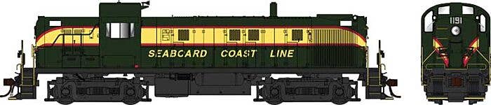 Bowser - Alco RS3 Phase 2 - Standard DC - Seaboard Coast Line #1196 (Ex-SAL, green, yellow band ...