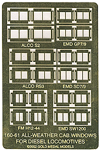 Gold Medal - All-Weather Diesel Loco Cab Windows - 6 Styles - 304-16061