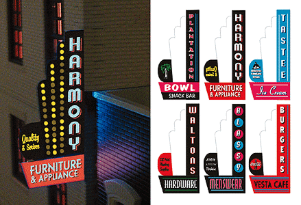 Micro Str - Animated Multi-Graphic Vertical Neon Sign Kit w/6 Overlays ...