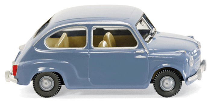 Wiking - Automobile Fiat 600 Hardtop - Assembled - Pigeon Blue - 781-9901