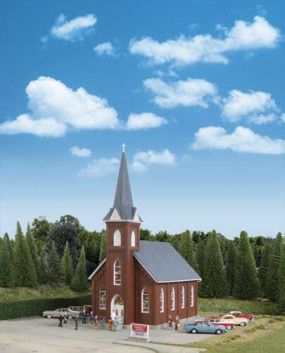 Walthers - Brick Church - Kit - 8-1/16 x 4-9/16 x 10-3/4" 20.4 x 11.5 x ...