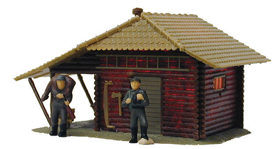 Model Pwr - Built-Up Buildings - Lighted w/2 Figures - Hunter's Log ...