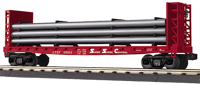 MTH - Bulkhead Flatcar w/Pipe Load - 3-Rail - Ready to Run - RailKing(R ...