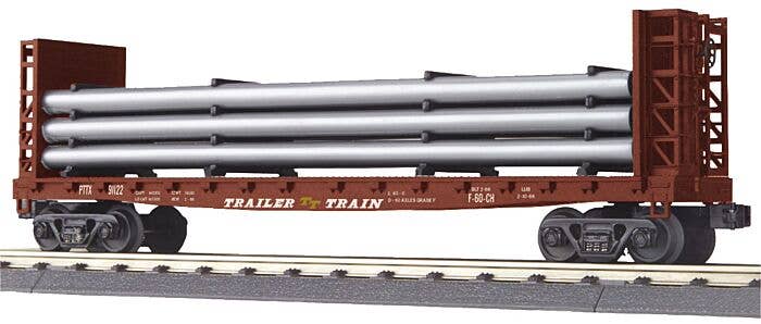 MTH - Bulkhead Flatcar w/Pipe Load - 3-Rail - Ready to Run - RailKing(R ...