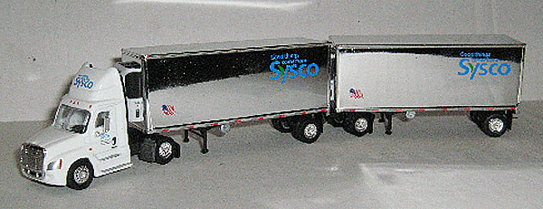 TnS - Cascadia Day Cab Tractor w/2 28' Van Trailers - Assembled - Sysco ...