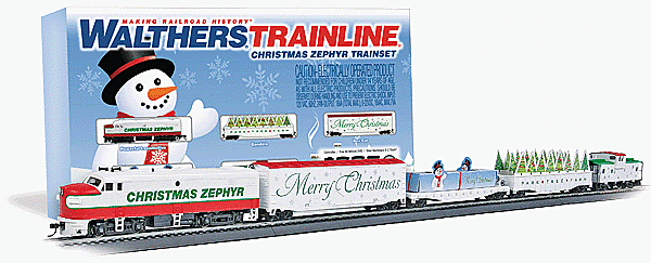 Walthers - Christmas Zephyr Train Set - White, Red, Green - 931-875
