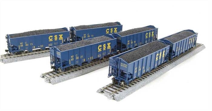 BLI - Class H2a 3-Bay Hopper 6-Pack - Ready to Run - CSX/NYC (blue, yellow, yellow Conspicuity ...