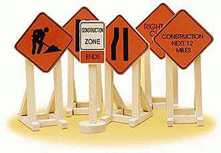 Lionel - Construction Zone Signs - 2-1/4" 5.7cm Tall pkg(6) - 434-632902