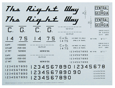 Kadee - Covered Hopper Decals - Central of Georgia (black; script "The ...