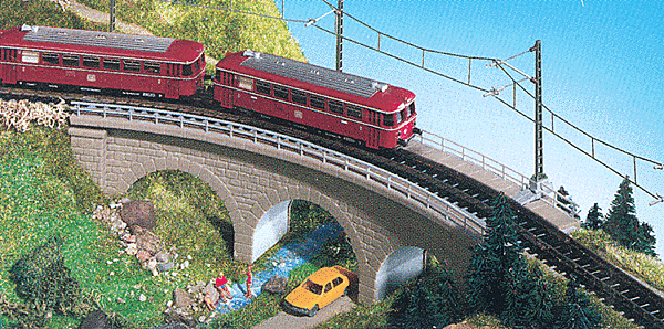 Kibri - Curved Stone Viaduct - Gray - Radius 1 = 192-195mm, 45 Degrees ...