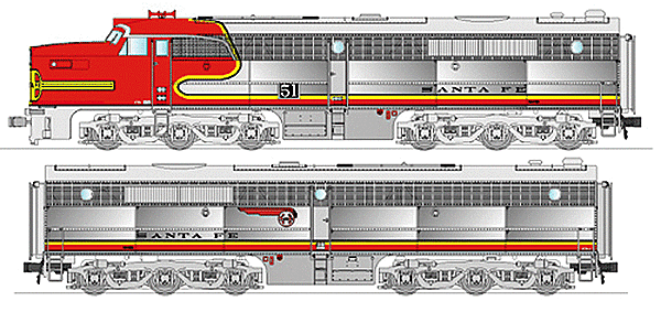 PCM - Diesel Alco PA-2 - PB-2 Powered Set w/LokSound - Atchison, Topeka ...