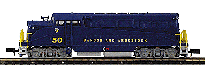 Life-Like - Diesel EMD BL2 Powered - Bangor & Aroostook #50 (blue, yellow) - 433-7618