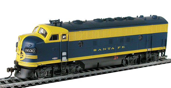 Model Pwr - Diesel EMD F7A (Metal) w/Working Light - Santa Fe (Blue ...