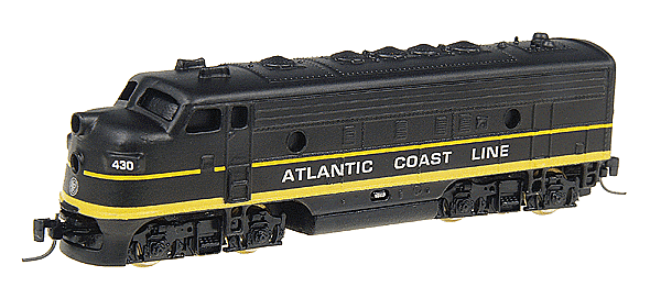 MicroTrain - Diesel EMD F7A Powered - Atlantic Coast Line (black, yellow, aluminum) - With Magne ...