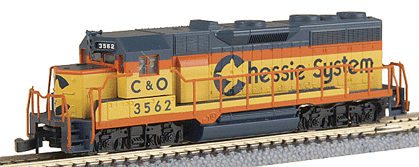 MicroTrain - Diesel EMD GP35 Powered - Chessie System/C&O #3562 (yellow, orange, blue) - w ...