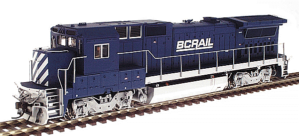 Atlas - Diesel GE Dash 8-40B Powered - BC Rail - Painted (blue, white, silver), No Unit Number ...