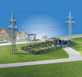 Kibri - Electric Substation w/Transformer & High-Tension Towers - 16 x ...