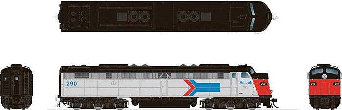 Rapido - EMD E8A - Standard DC - Amtrak #290 (Phase I; silver, red ...