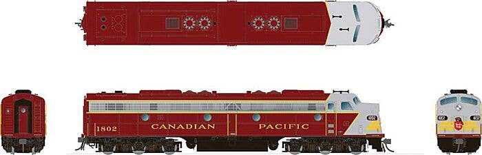 Rapido - EMD E8A - Standard DC - Canadian Pacific 1802 (Early Scheme, maroon, gray, yellow ...