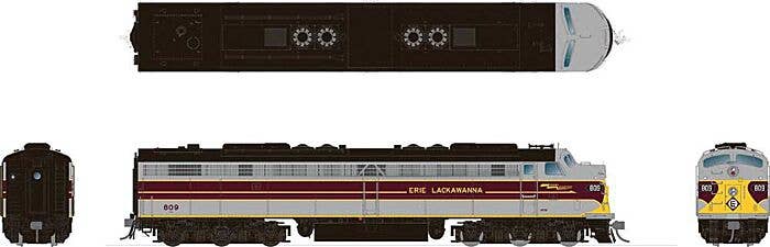 Rapido - EMD E8A - Standard DC - Erie Lackawanna 813 (gray, maroon, yellow) - 606-28019
