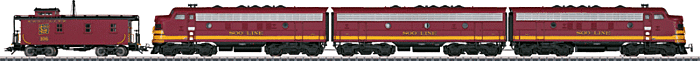 Marklin - EMD F7 A-B-A Set & Wood Caboose Train-Only Set - 3-Rail w ...