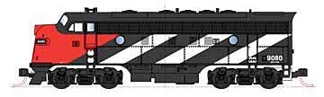 Kato - EMD F7A - DCC - Canadian National #9098 (1960s; black, white, red; CN Noodle Logo) - 381 ...