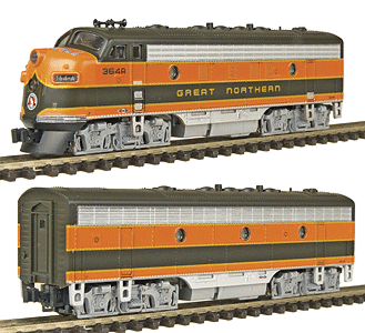 Kato - EMD F7A - Standard DC - Great Northern #364C (orange, green ...