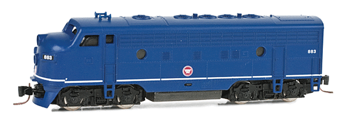 MicroTrain - EMD F7A - Standard DC - Missouri Pacific #883 (blue, white ...