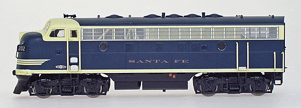 Intermount - EMD F7A - Standard DC - Santa Fe (Cat Whiskers, blue, light yellow) - 85-49026