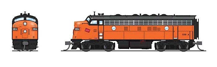 BLI - EMD F7A - Standard DC - Stealth - Milwaukee Road #113A (orange, black, TMR Logo) - 187-9082
