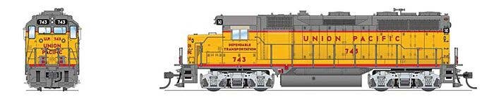 BLI - EMD GP35 Low Nose - Sound and DCC - Paragon4(TM) - Union Pacific #743 (Armour Yellow, gray ...