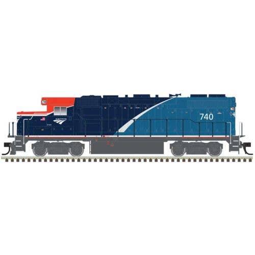 Atlas Trnm - EMD GP38-2 - Standard DC - Silver - Amtrak #740 (Phase VII, blue, red, white) - 751 ...